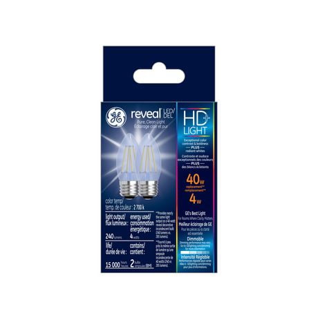 General Electric 4W HD+ LED BM Reveal Light Bulb | Walmart Canada