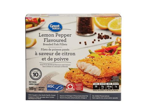 Great Value Lemon Pepper Flavoured Breaded Fish Fillets | Walmart Canada