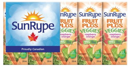 Sun-Rype Fruit Plus Raspberry Orange 100% Juice - 5X200ml at Walmart.ca ...