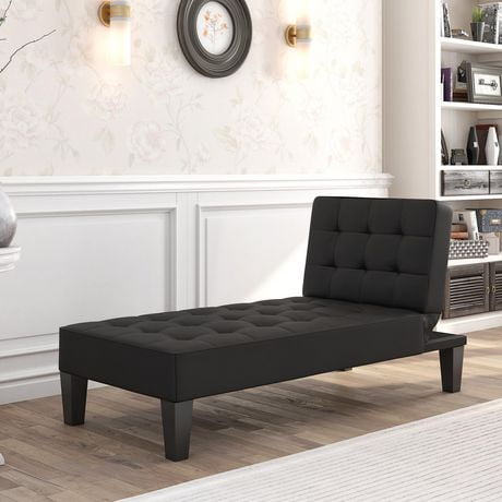 Click here for Queer Eye Adalynn Chaise Lounger Black Faux Leathe... prices