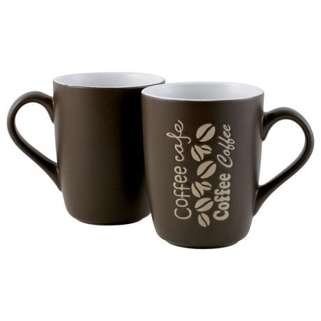 Mainstays Glaze COFFEE CAFÉ brown 13OZ Mug, Silk Screen with stoneware ...