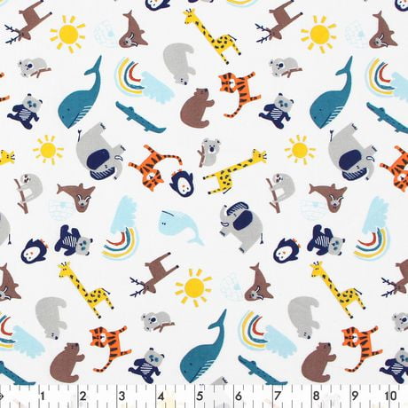 Click here for Fabric Creations White With Wild Animals Cotton Fa... prices