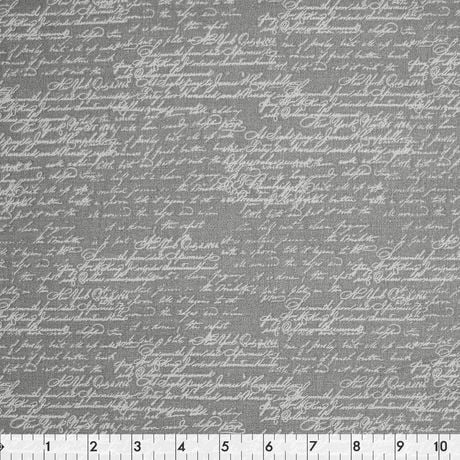 Click here for Fabric Creations Grey With White Script Cotton Fab... prices