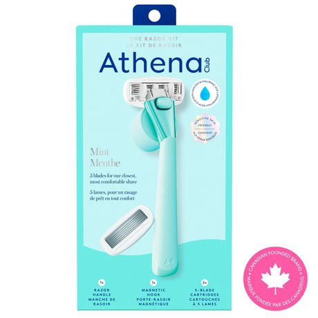 Athena Club 5-Blade Razor Kit, Mint, Razor + 2 Blade Refills + Hook ...