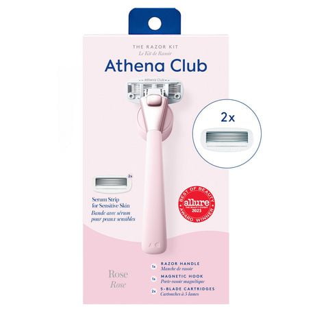 Athena Club 5-Blade Razor Kit, Rose, Razor + 2 Blade Refills + Hook ...