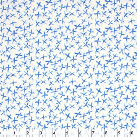Click here for Fabric Creations White With Blue 4 Petal Flower He... prices