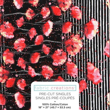 Click here for Fabric Creations Black With Red Watercolour Poppie... prices
