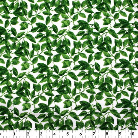 Click here for Fabric Creations White With Green Leaved Vine Fat... prices