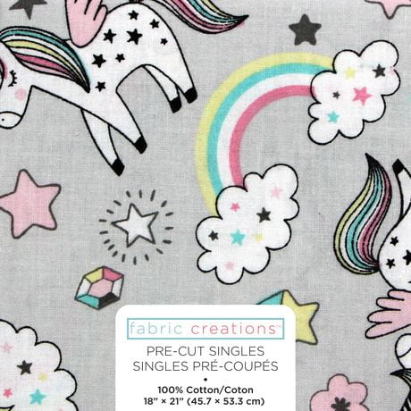Click here for Fabric Creations Grey With Pastel Rainbow Unicorns... prices