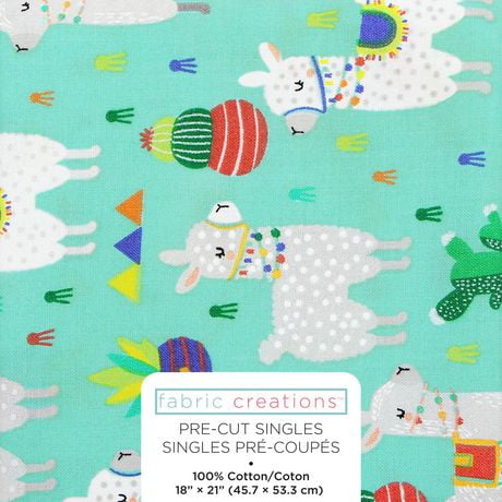 Click here for Fabric Creations Turquoise With Llamas And Cacti F... prices