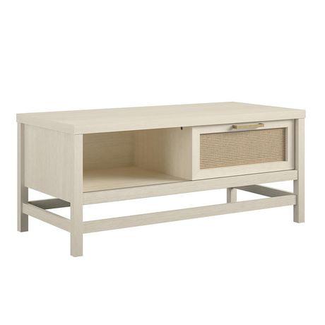 Ameriwood Home Lennon Coffee Table, Ivory Oak and Faux Rattan | Walmart Canada
