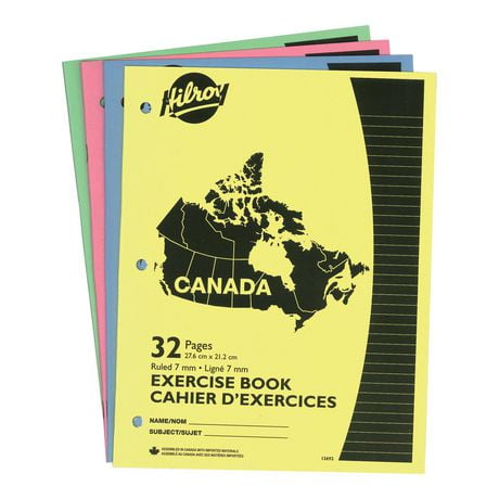 Hilroy Cahier d'exercices Canada, paquet de 4, 10 7/8 po x 8 3/8 po, 32 ...
