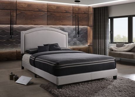 Click here for Acme Garresso Queen Bed In Fog Fabric Black Queen prices