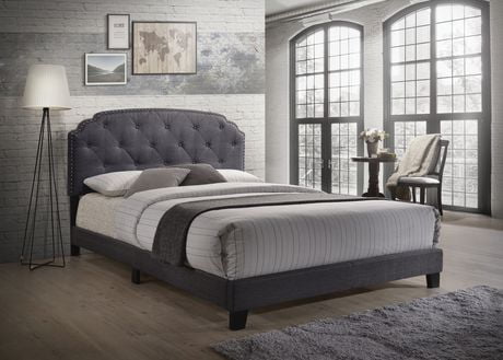 Click here for Acme Tradilla Queen Bed In Gray Fabric Gray Queen prices