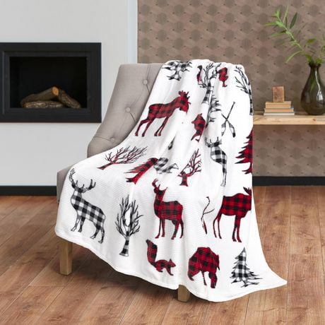 Click here for Safdie & Co. Printed Wildlife Flannel Throw White... prices