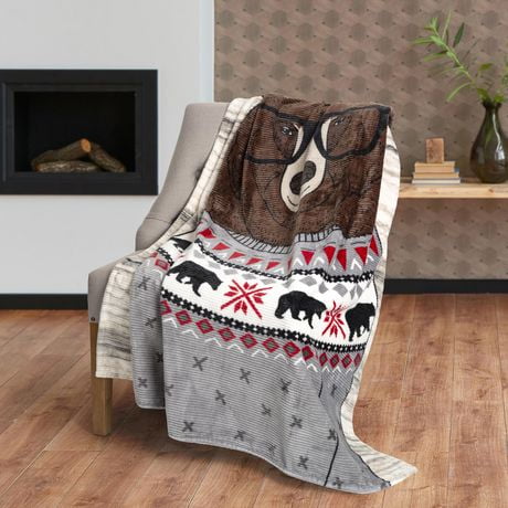 Click here for Safdie & Co. Ultra Soft Printed Bear Throw Grey Ot... prices