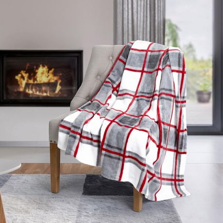 Click here for Safdie & Co. Ultra Soft Printed Plaid Throw Grey O... prices