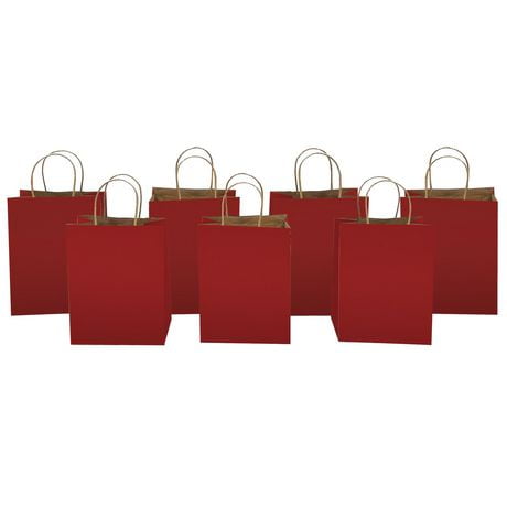 Holiday Time 7 piece Kraft Medium Red Paper Gift Bag Set | Walmart Canada