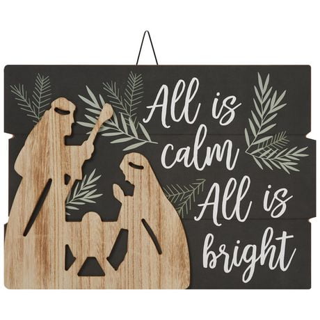 Holiday Time 14" All Is Calm Hanging Sign, 14" x .6" x 10" - Walmart.ca