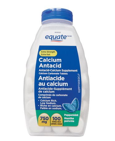 Equate Extra Strength Calcium Antacid, Peppermint 750mg | Walmart Canada