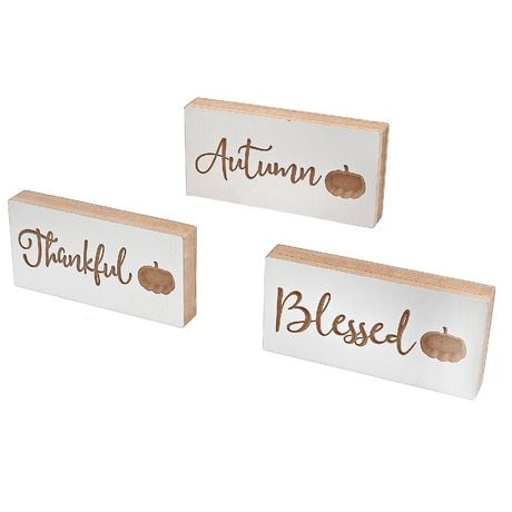 White Engraved Harvest Word Block (Asstd) - Set of 3 | Walmart Canada