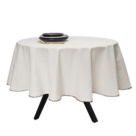 Thyme & Table Round Tablecloth 70", Pom White, Textiles - Walmart.ca