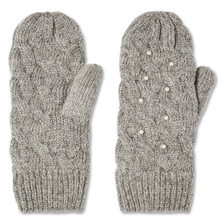 Time and Tru Women's Pearl Cable Knit Mitts | Walmart Canada