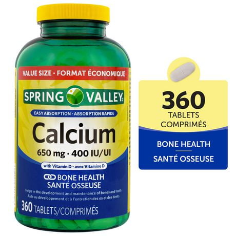 Spring Valley Calcium with Vit D 650 mg/400 IU, 360 Tablets - Walmart.ca