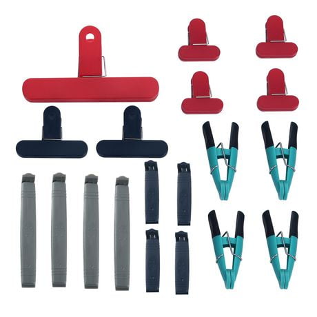 Mainstays 19 Piece Assorted Size Multicolor Bag Clips, Mainstays 19 ...