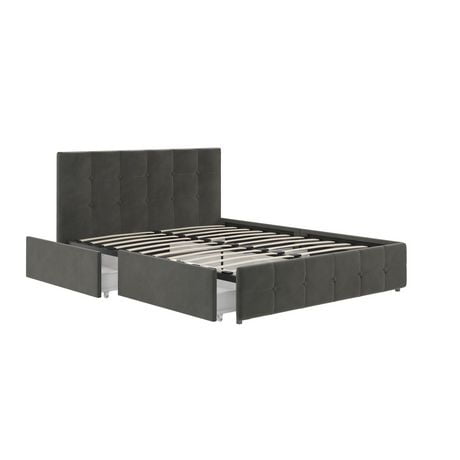 Click here for Dhp Rose Upholstered Bed With Storage Grey Velvet... prices