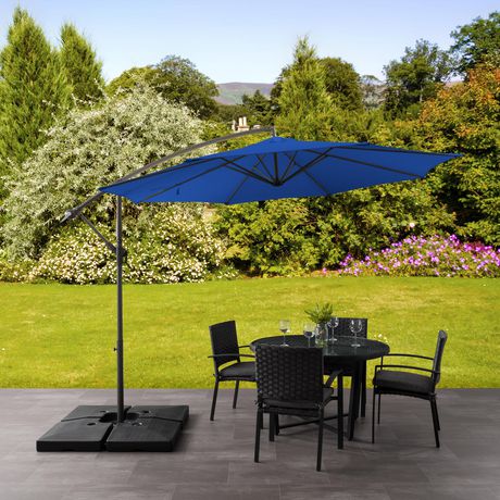 Click here for Corliving 9.5 Ft Offset Patio Umbrella Cobalt Blue prices