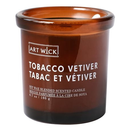 Art Wick 190G Tobacco Vetiver Soy Wax Blended Scented Candle, · 6.7oz ...