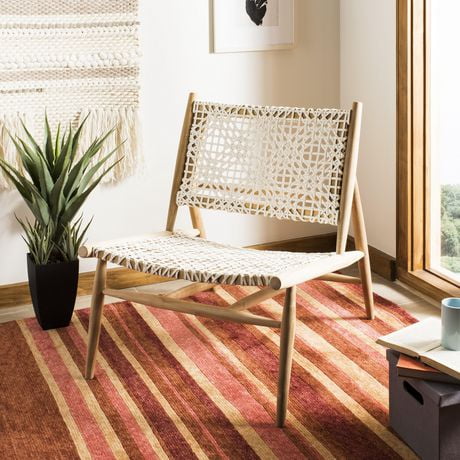 Click here for Safavieh Bandelier Leather Accent Chair Teak / Off... prices