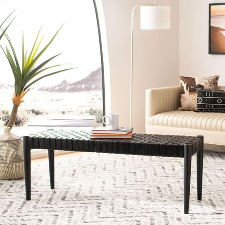 Click here for Safavieh Amalia Leather Bench Black Leather / Blac... prices