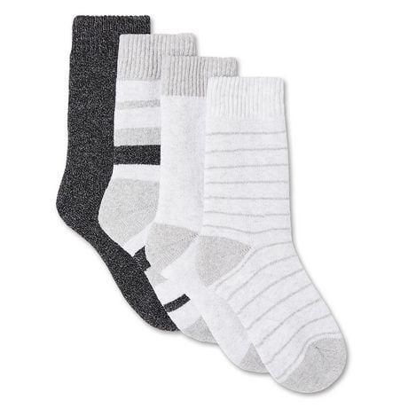 Athletic Works Girls' Crew Socks 4-Pack, Sizes S-M - Walmart.ca