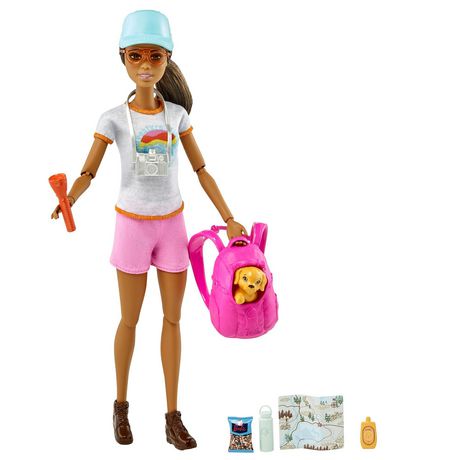 Click here for Barbie Hiking Doll  Brunette  With Puppy & 9 Acces... prices