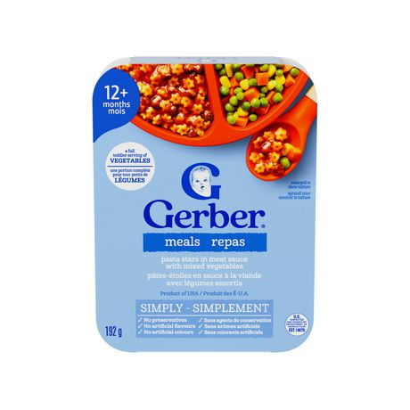 GERBER LIL' ENTRÉES Pasta Stars In Meat Sauce With Mixed Vegetables ...
