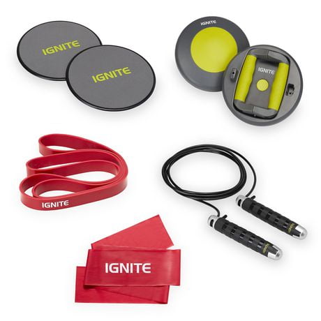 Ignite by SPRI Premium Gym Set, Super Band, Flat Resistance Band ...