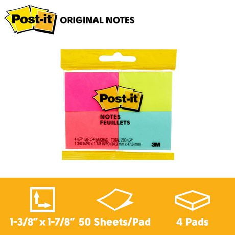 Post-it® Notes 653-4-N, Cape Town Collection, 4 Pads/Pack, 50 Sheets ...