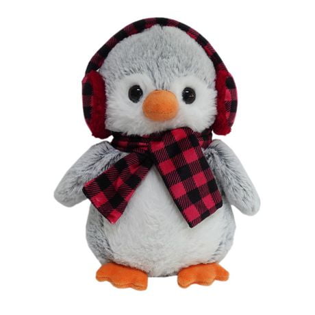 HOLIDAY TIME PLUSH PENGUIN WITH PLAID SCARF, 9.5INCH, PLUSH PENGUIN ...