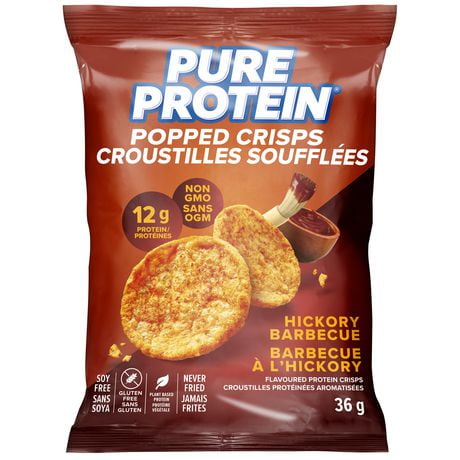 PURE PROTEIN POPPED CRISPS HICKORY BBQ 36G, High protein and great ...