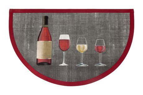 Mainstays Printed D-Shaped Kitchen Mat with Anti-Skid Backing, Wine ...