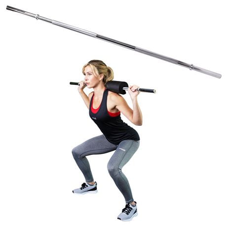 GoZone 48” Straight Weightlifting Bar – Silver, With textured grip ...