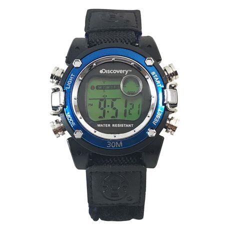 Discovery Black Nylon Fastwrap Digital Watch with Blue Accent - Walmart.ca