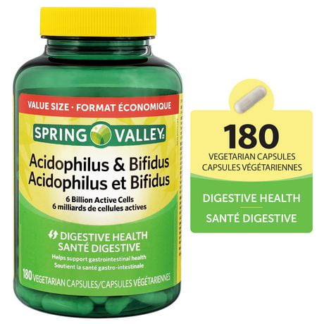 Spring Valley Acidophilus & Bifidus 6 Billion Active Cells, 180 ...