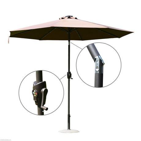 Outsunny 9’ Solar Multi-Color LED Market Patio Umbrella - Walmart.ca