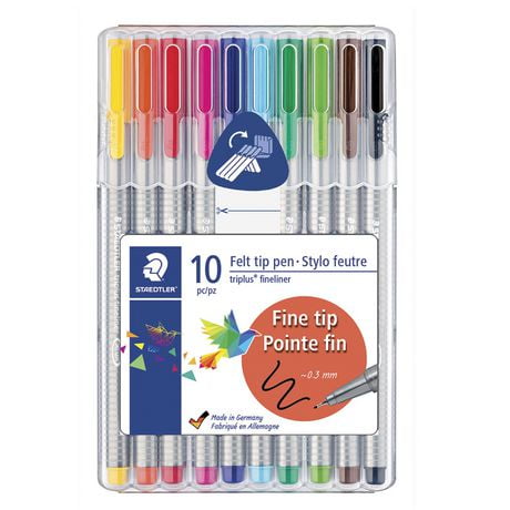 Staedtler triplus fineliner, Super Fine Triangular Pens 0.3mm, Includes ...