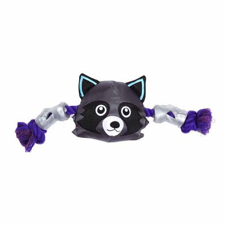 Click here for Silver Paw Crusha Racoon Head With Rope Dog Toy Gr... prices