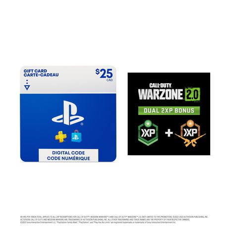 $25 PlayStation Store Gift Card & Call of Duty Dual 2XP Bonus [Digital ...