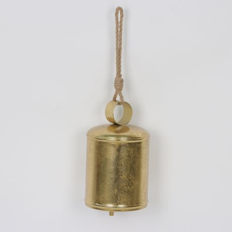 FRAÎCHE Holiday Large Gold Metal Bell, 8-in, Christmas 8in Gold Metal ...